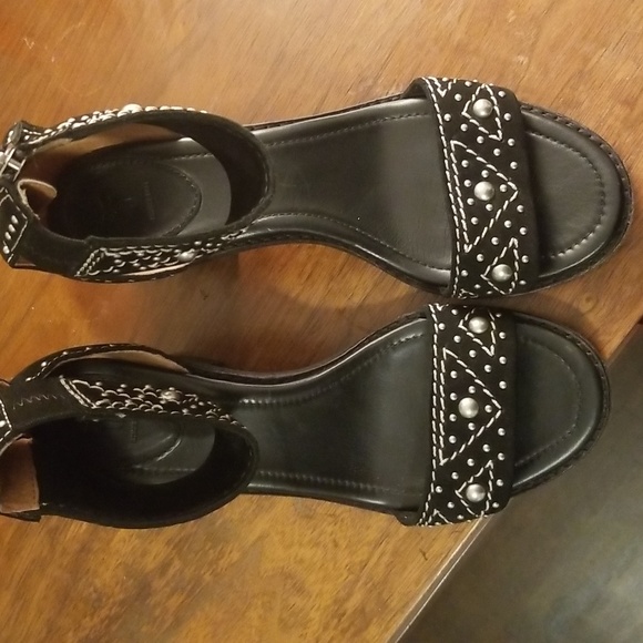 Frye | Shoes | Frye Brielle Studded Deco Black Ankle Strap Heels | Poshmark